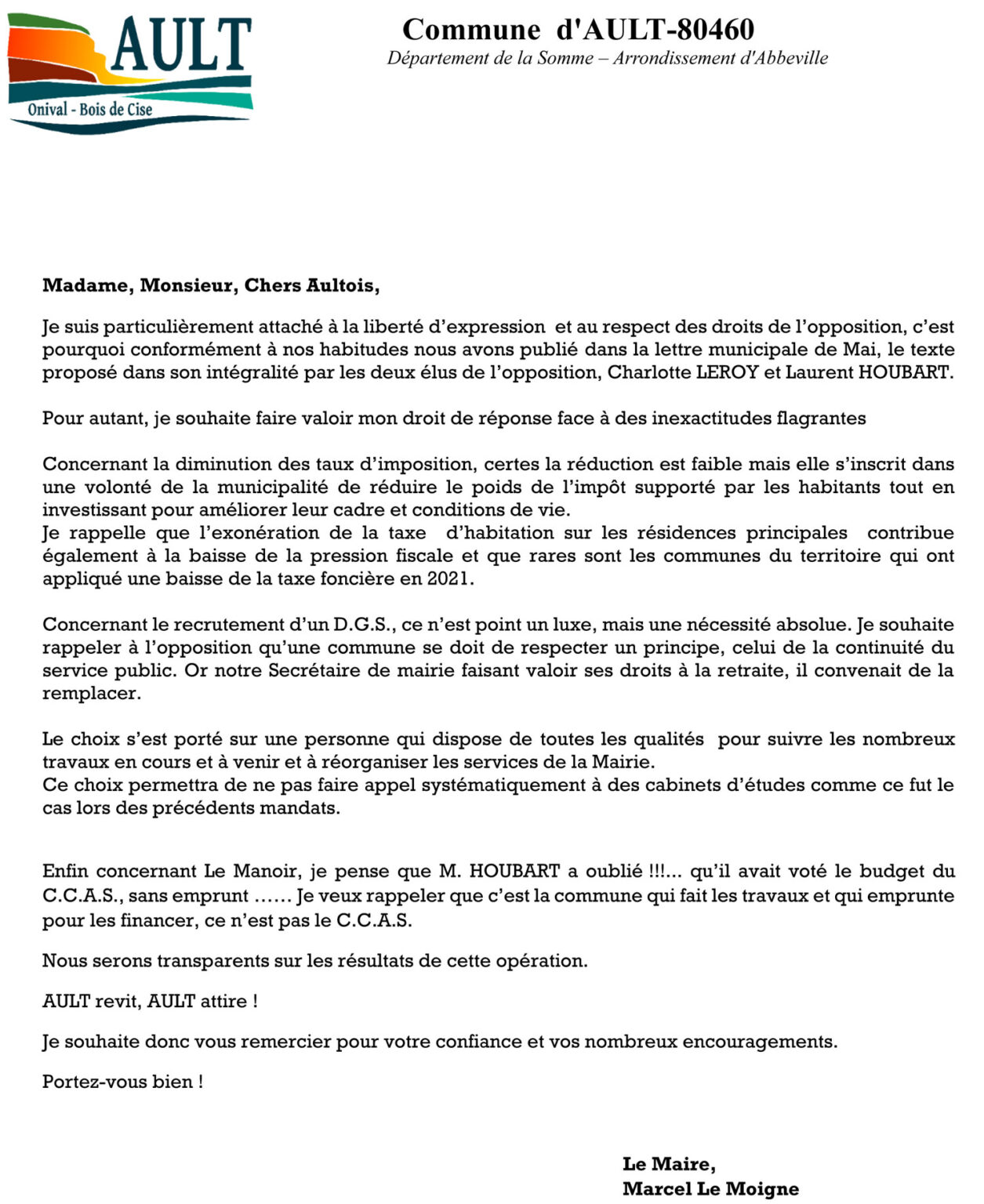 LA LETTRE MUNICIPALE DE MAI 2021 | Commune d'Ault